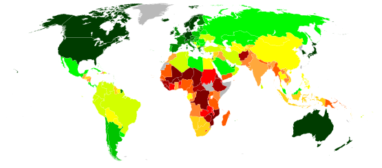Der Human Development Index (HDI) aller Länder im globalem Vergleich